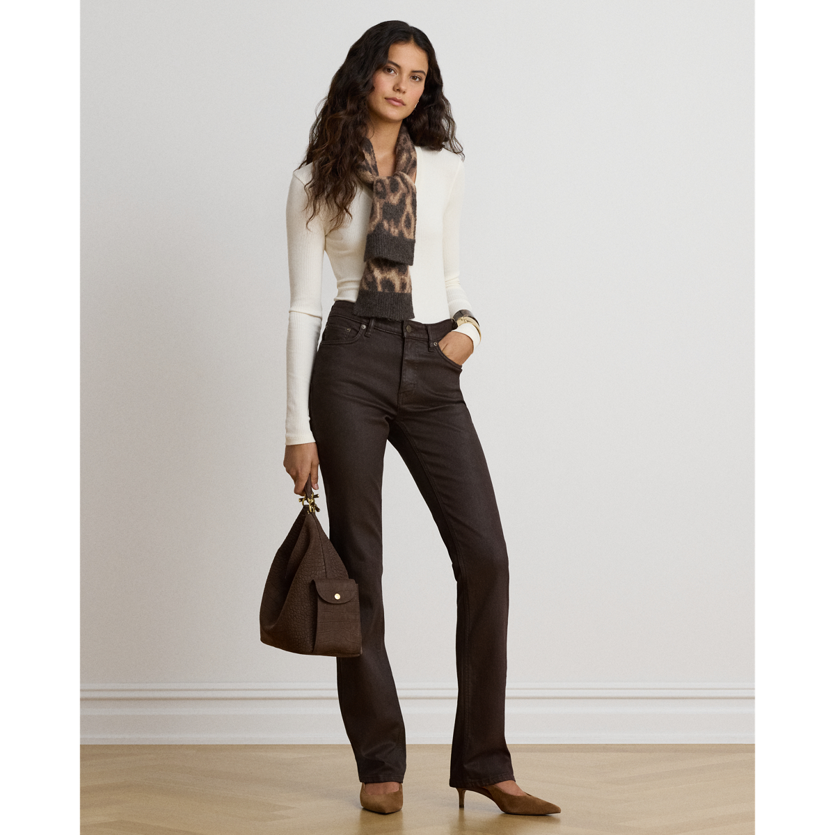 RALPH LAUREN Ralph Lauren Rib-Knit V-Neck Long-Sleeve Top